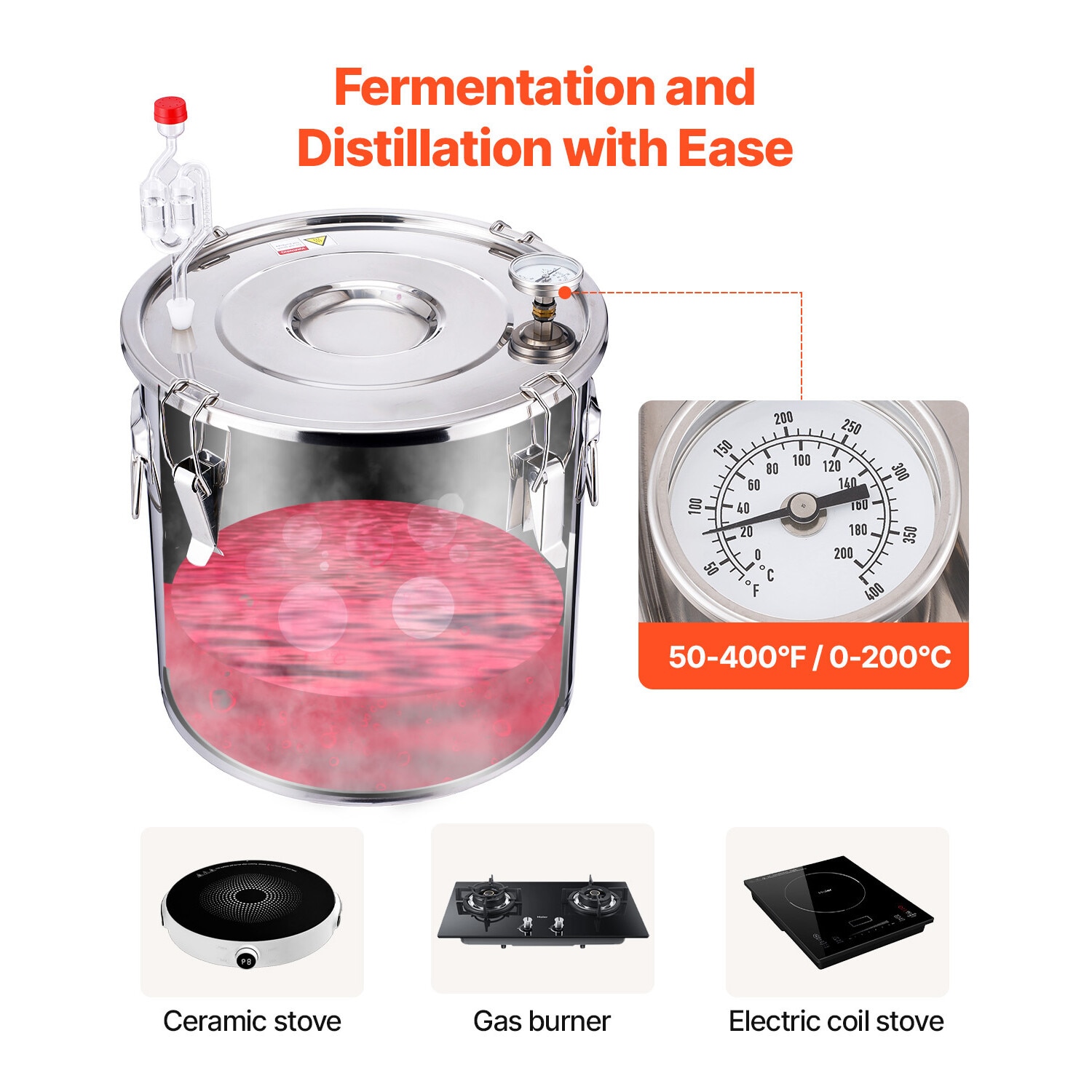Kit de distilare 30 L, SucceBuy, din otel inoxidabil, cu serpentina din ...