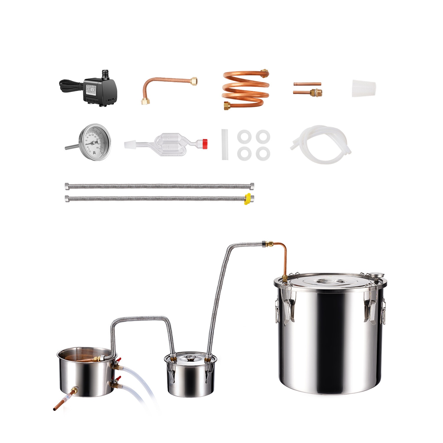 Kit de distilare 30 L, SucceBuy, din otel inoxidabil, cu serpentina din ...