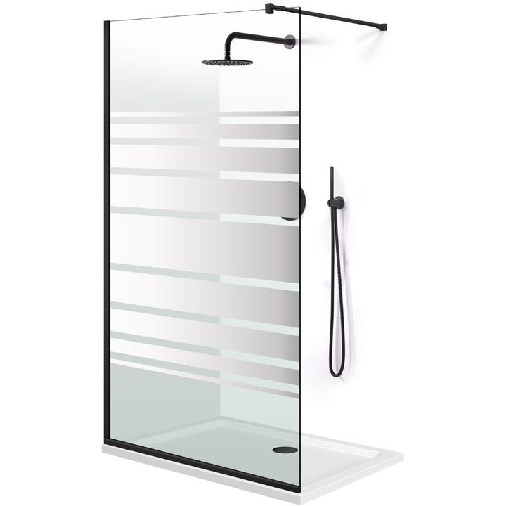 Paravan dus walk-in Aqua Class ® Black, model MULTILINE incolor, sticla ...