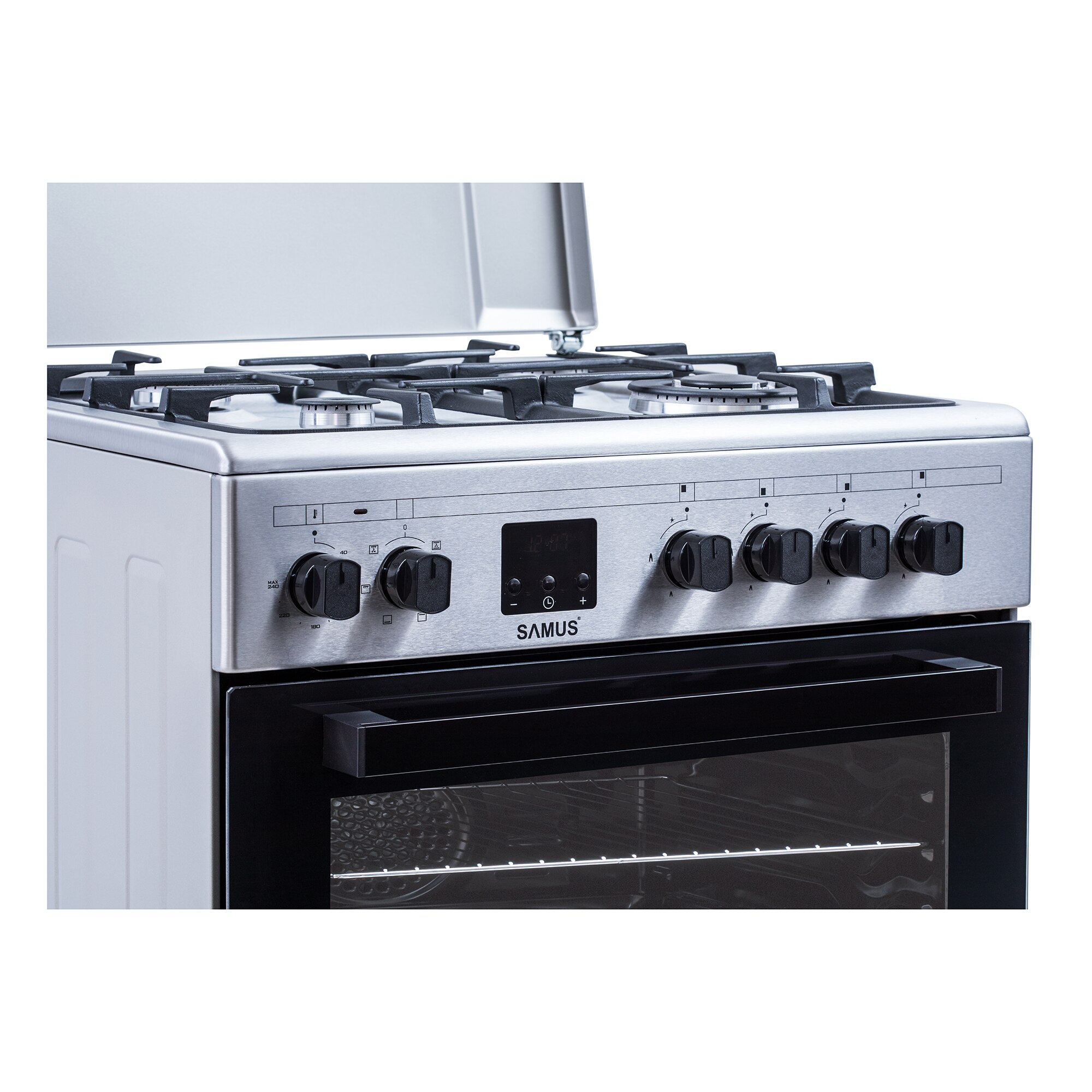 Готварска печка Samus SM663AENS1 INOX, 4 газови горелки, електрическа ...