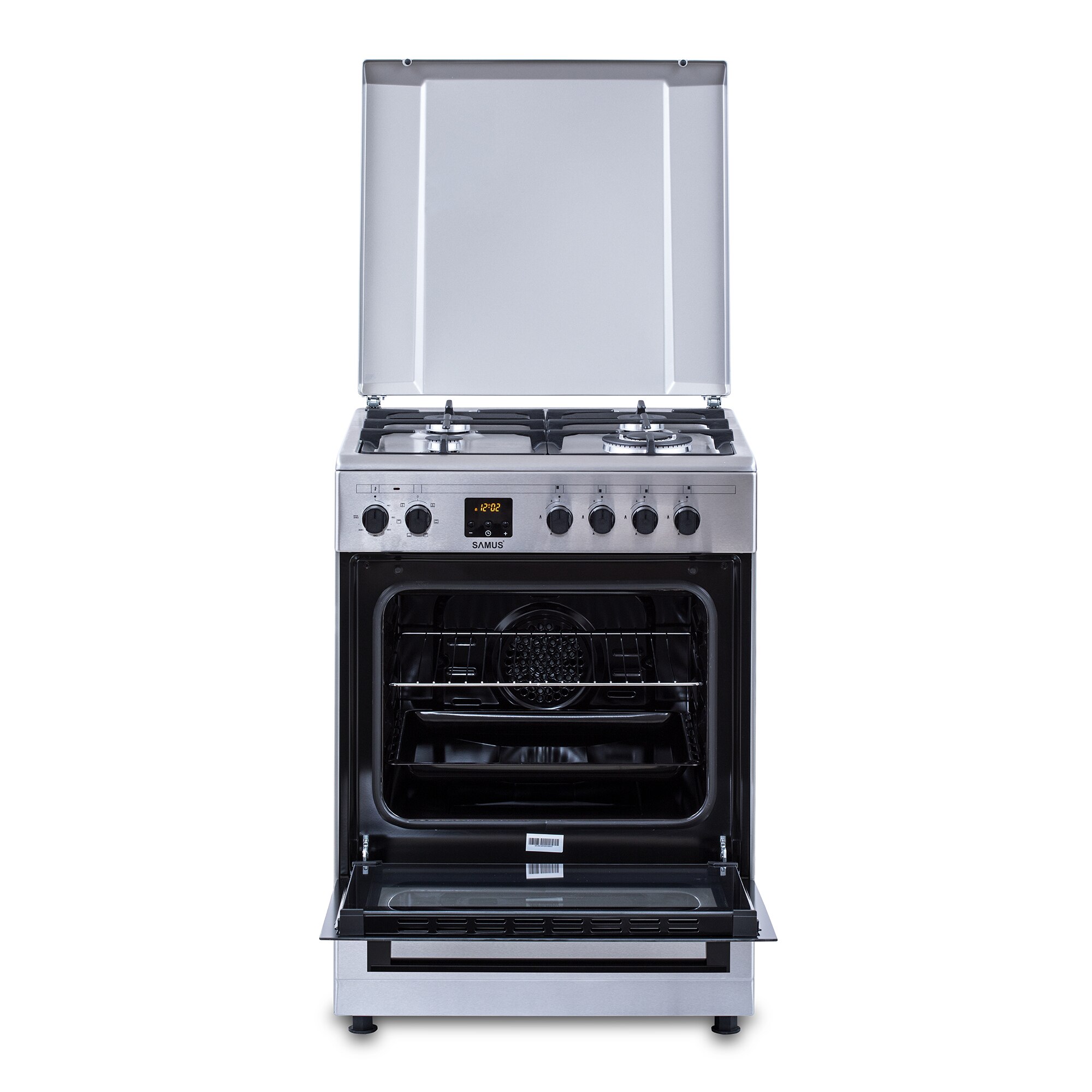 Готварска печка Samus SM663AENS1 INOX, 4 газови горелки, електрическа ...