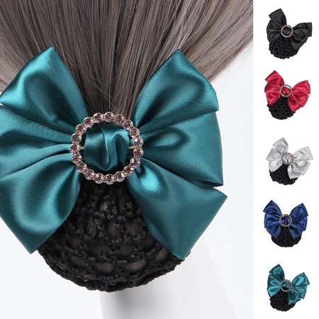 Retea de par cu fundita si strasuri, elastic, 12.5x12cm, set accesorii ...