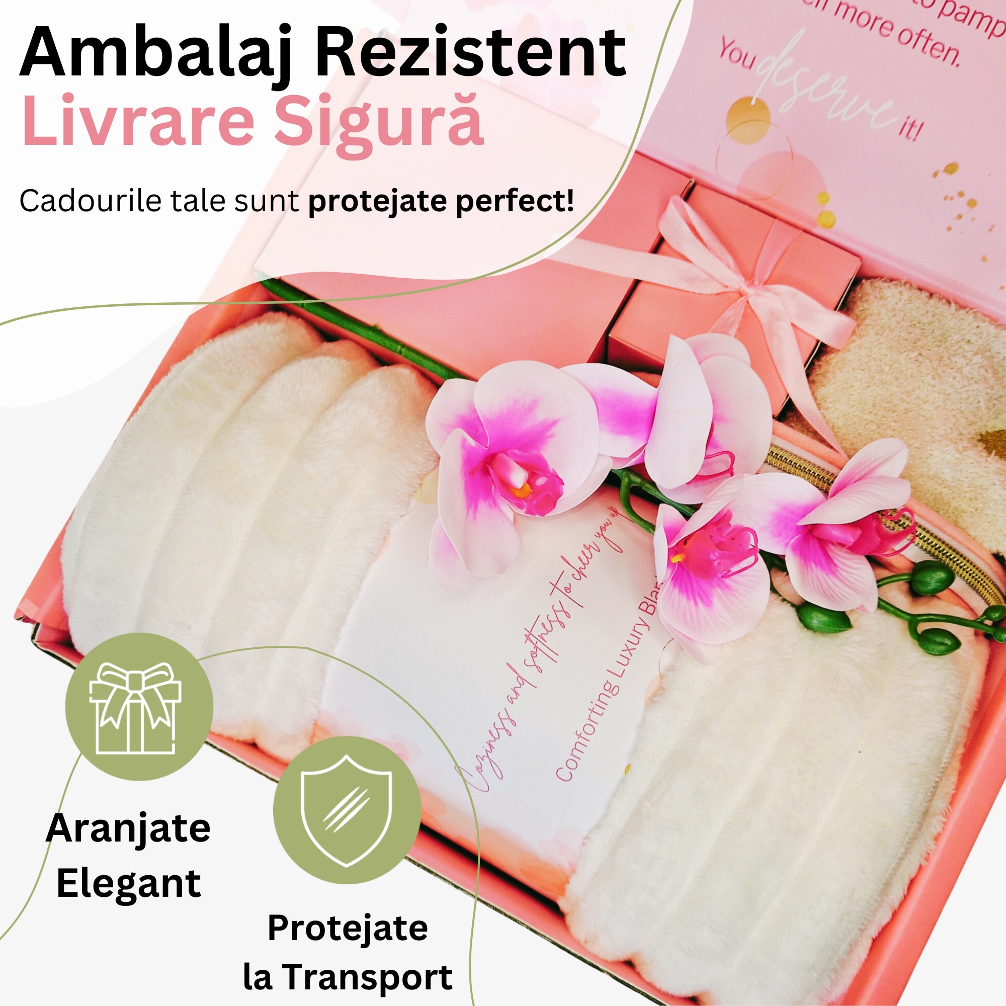 Set cadou pentru femei, 8 Produse premium, Cadonique®, Patura pufoasa ...