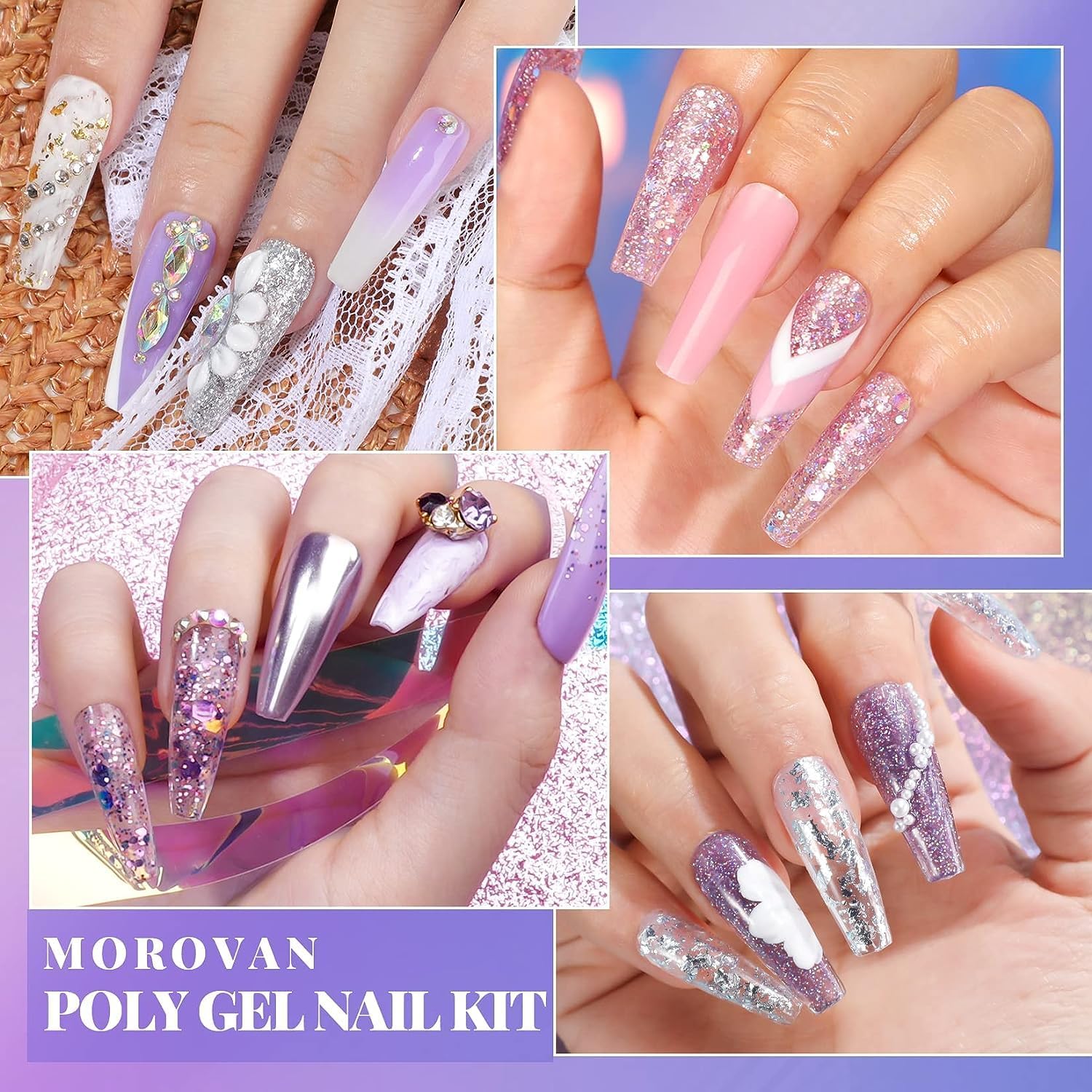 Set polygel pentru unghii Morovan, Set Manichiura cu Gel Structurat cu ...