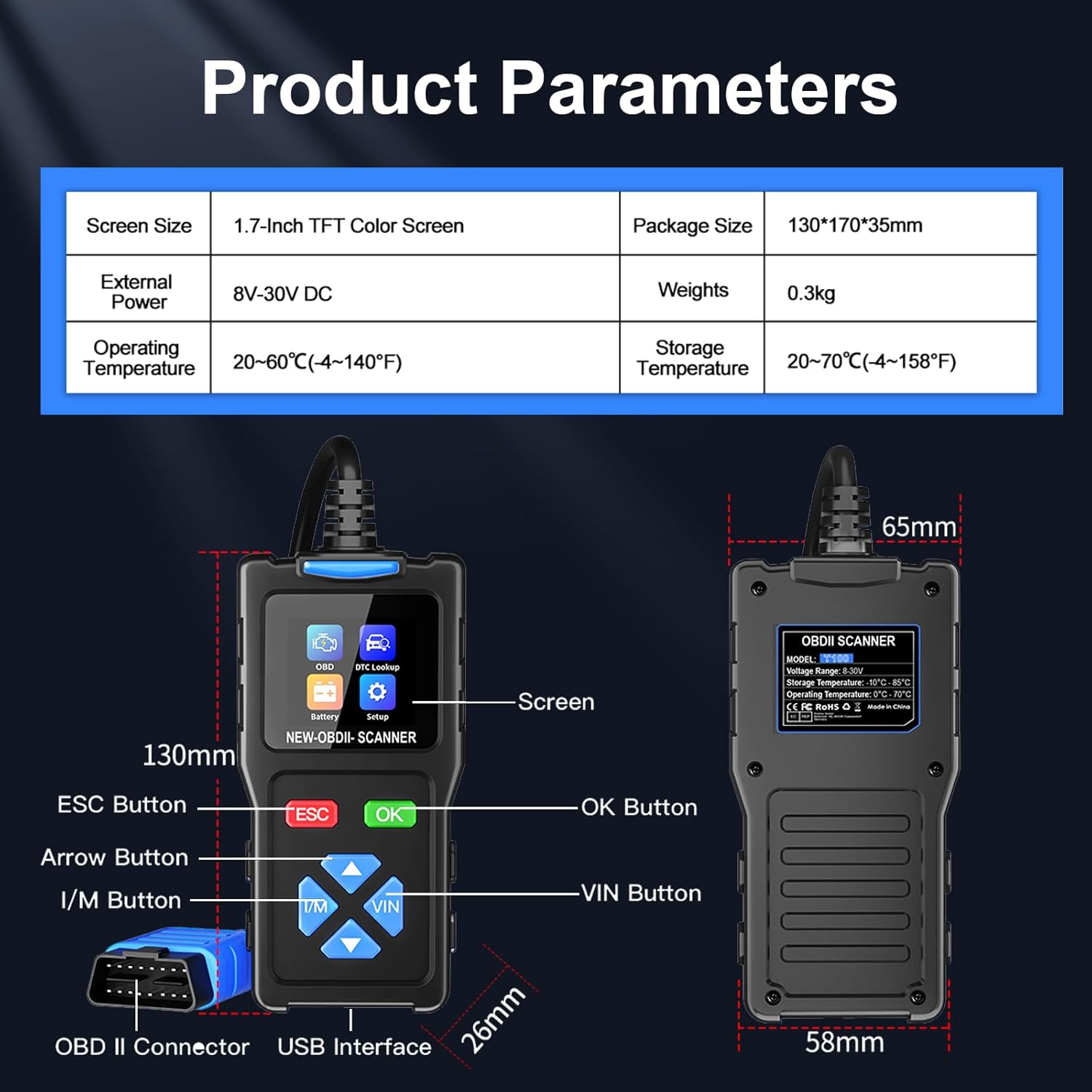 Tester Diagnoza Auto Multimarca OBD II, GOSTOK®, Citire/Stergere Coduri ...