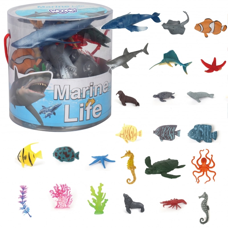 Set Figurine Animale Marine, 34 piese, 21 animale, 3 plante, WOOPIE ...