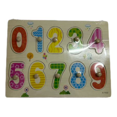 Puzzle incastru, GHEMOTOC®, placa din lemn, cifre, mari, colorate 0-9 ...