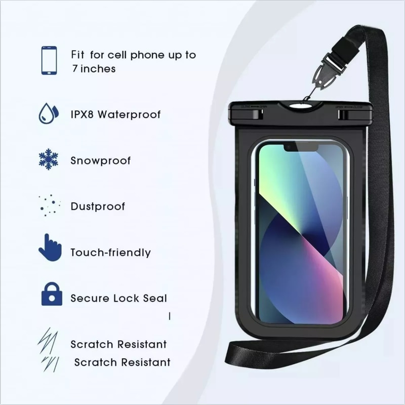 Set de 2 huse subacvatice, Husa rezistenta la apa pentru telefon de 7 ...