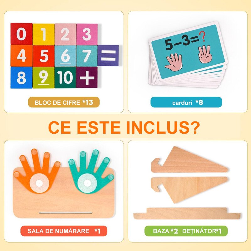 Jucarie educationala Montessori din matematica, interactiva, lemn ...