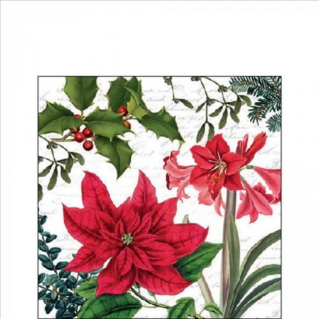 Servetel hartie alb plante de Craciun Ambiente 25x25cm, 20 buc - eMAG.ro