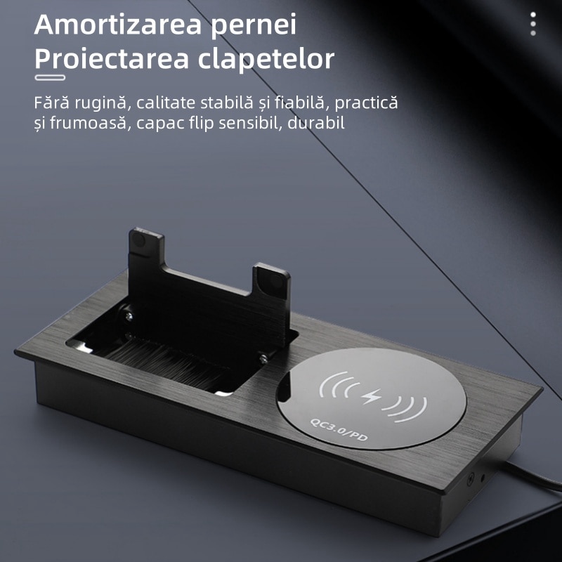 Priza incastrata, 390x80 mm, incarcare fara fir pentru telefoane mobile ...