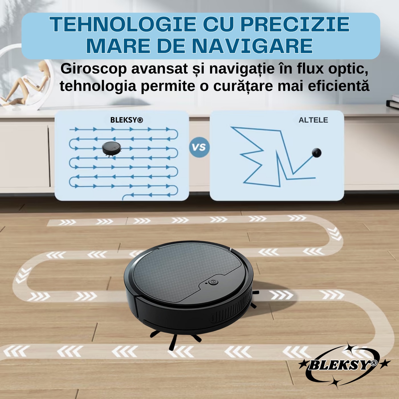 Robot de aspirare inteligent BLEKSY® OB8s, putere aspirare 1800Pa ...