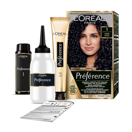 Vopsea de par L'Oreal Preference 1 - Negru, 8 saptamani de culoare ...