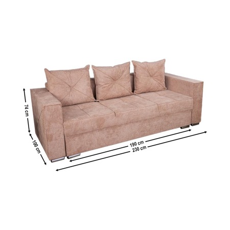 Canapea Extensibila Porto Mini 230 x 100 x 75 cm, cu Lada de depozitare ...