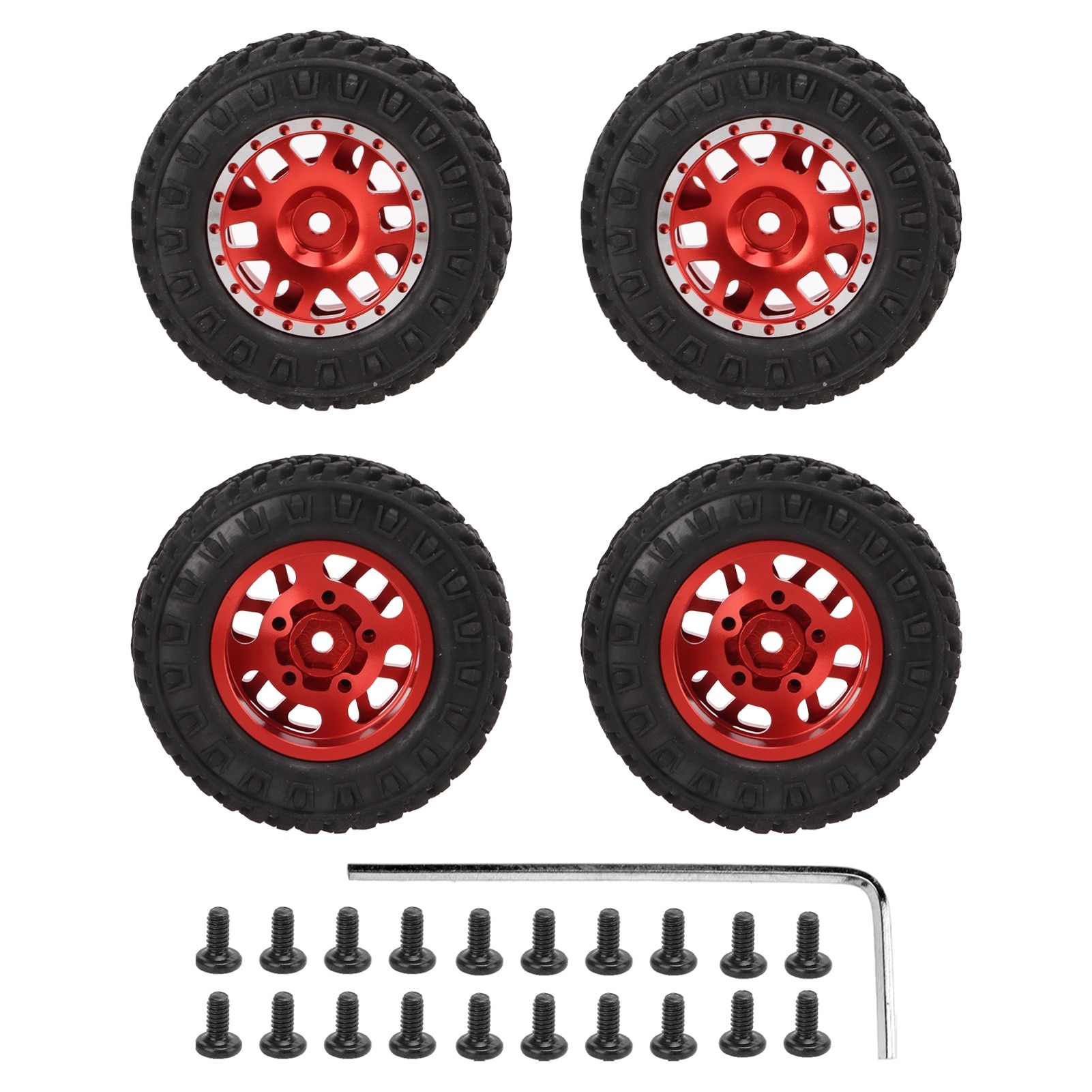 Set 4 cauciucuri 55mm cu jante metalice 12 spite pentru masina RC ...