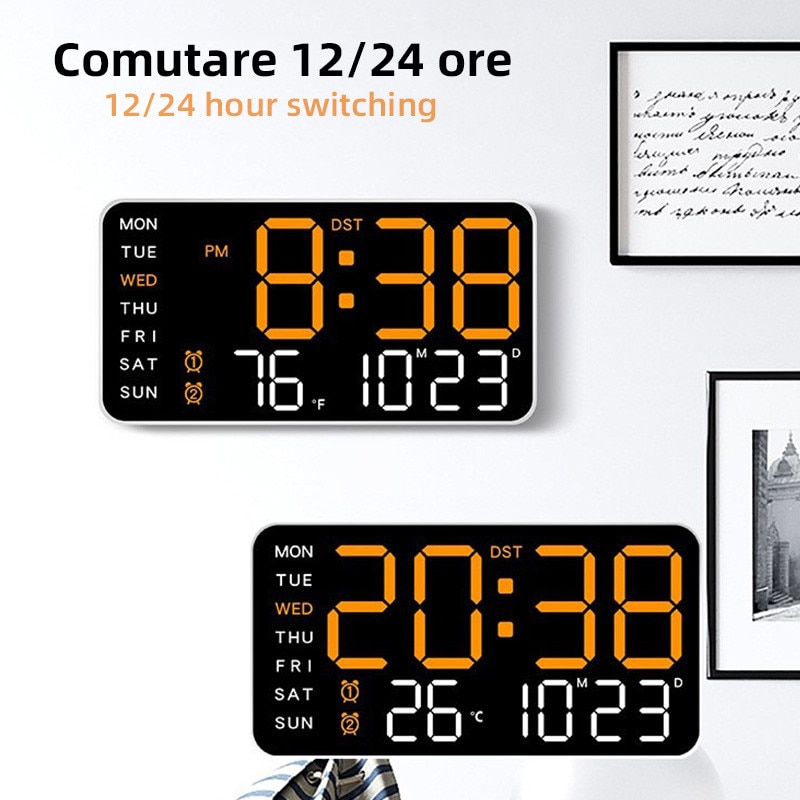 Ceas electronic fara margini, multifunctional, simplu, plastic, digital ...