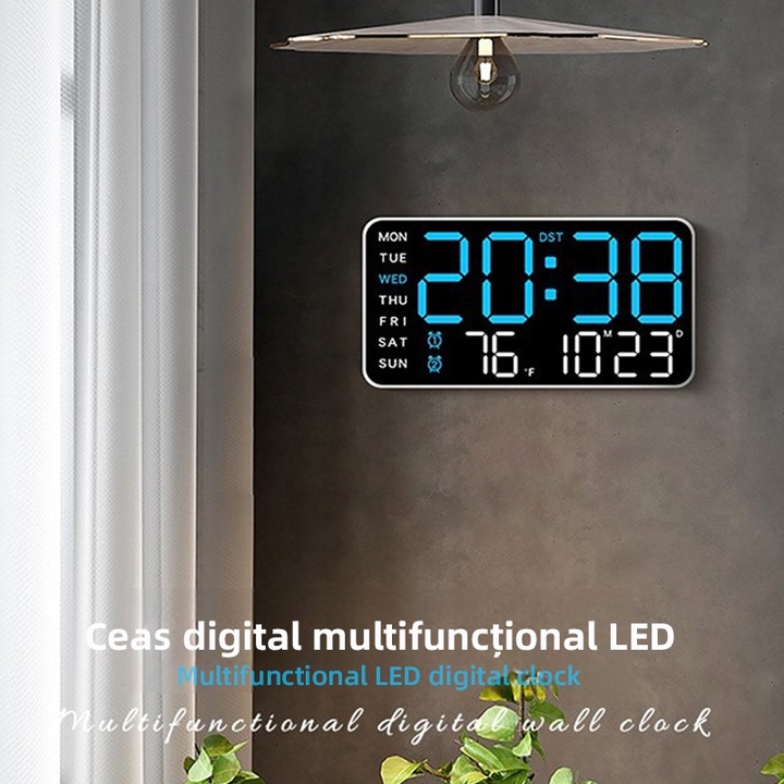 Ceas electronic fara margini, multifunctional, simplu, plastic, digital ...