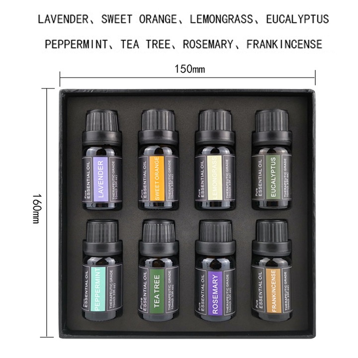 Set 8 uleiuri esentiale aromaterapie, Hggzeg, Ulei parfumat, Lavanda ...