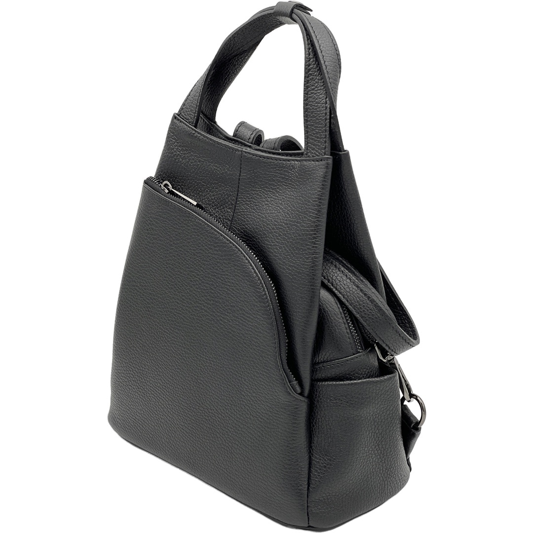 Rucsac Dama Negru, Elegant din Piele Naturala Moale, Made in Italy ...