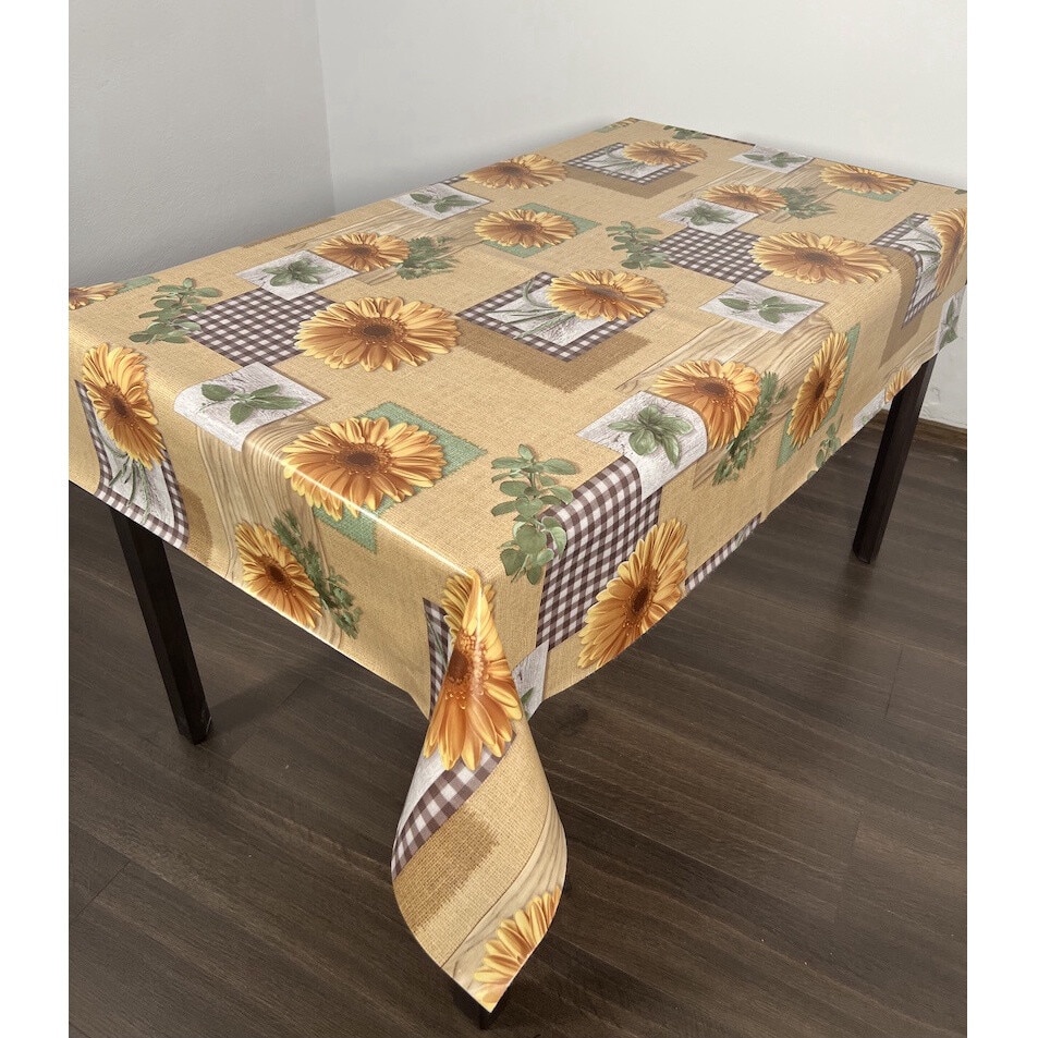 Fata de masa tip musama, floarea soarelui maro 140 x 150 - eMAG.ro