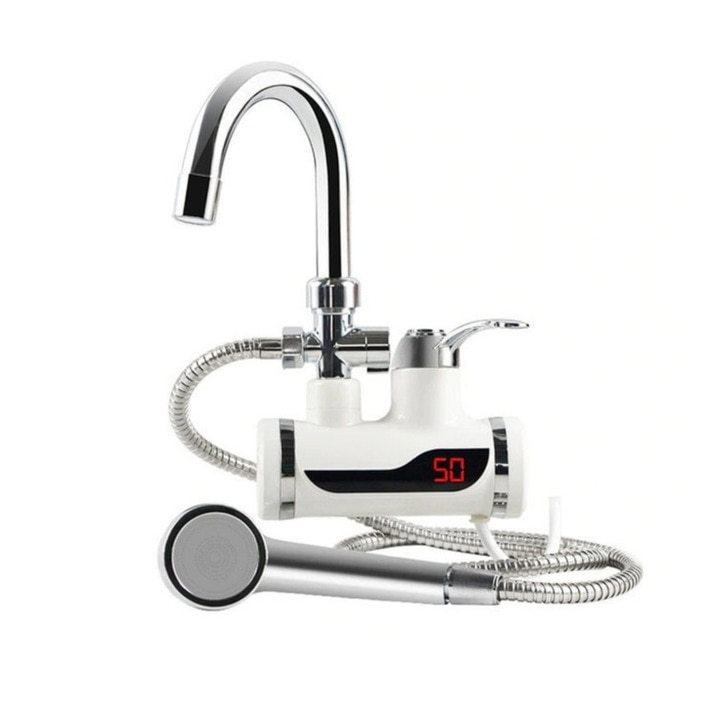Robinet Electric Instant cu Dus, Apa Calda 30-60°C, 3000W, Afisaj LED ...