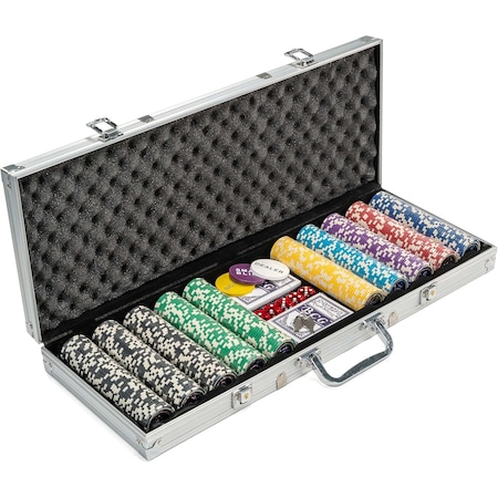 Set de Poker profesional cu 500 de jetoane metalice, in servieta ...
