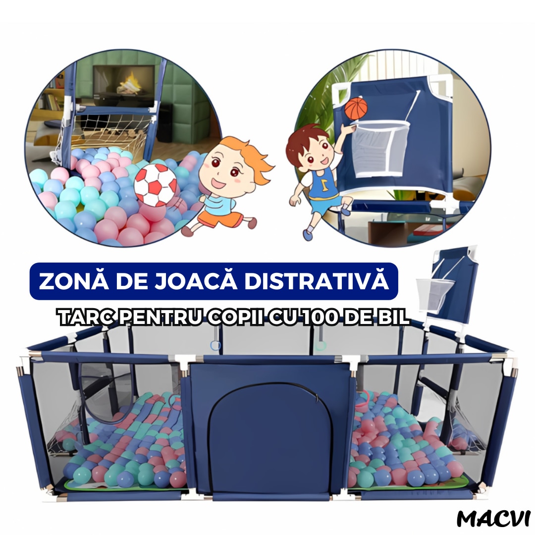 Tarc pentru copii Macvi®, gard de siguranta, 6 luni - 6 ani, 188x124x66 ...