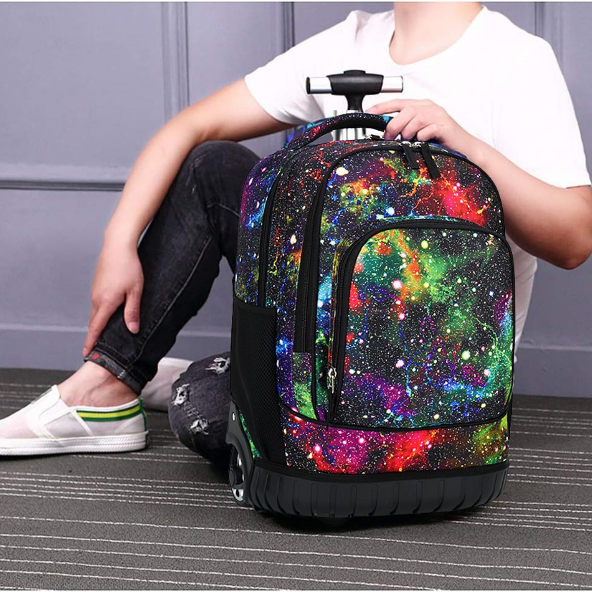 Ghiozdan Troler Multifunctional cu Rotile, Rucsac de Capacitate Mare ...