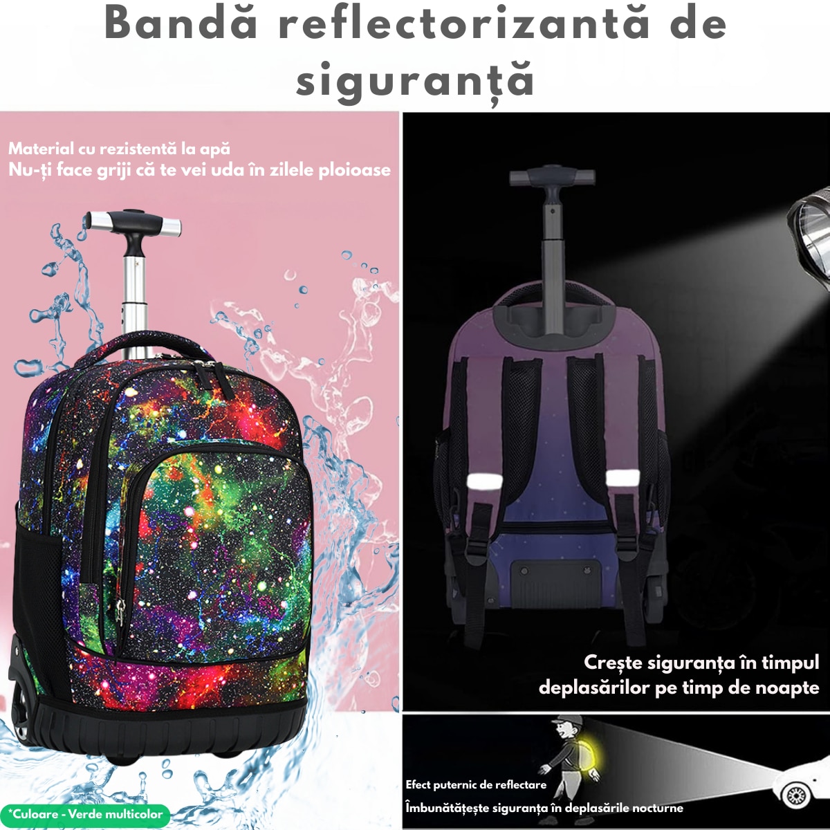 Ghiozdan Troler Multifunctional cu Rotile, Rucsac de Capacitate Mare ...