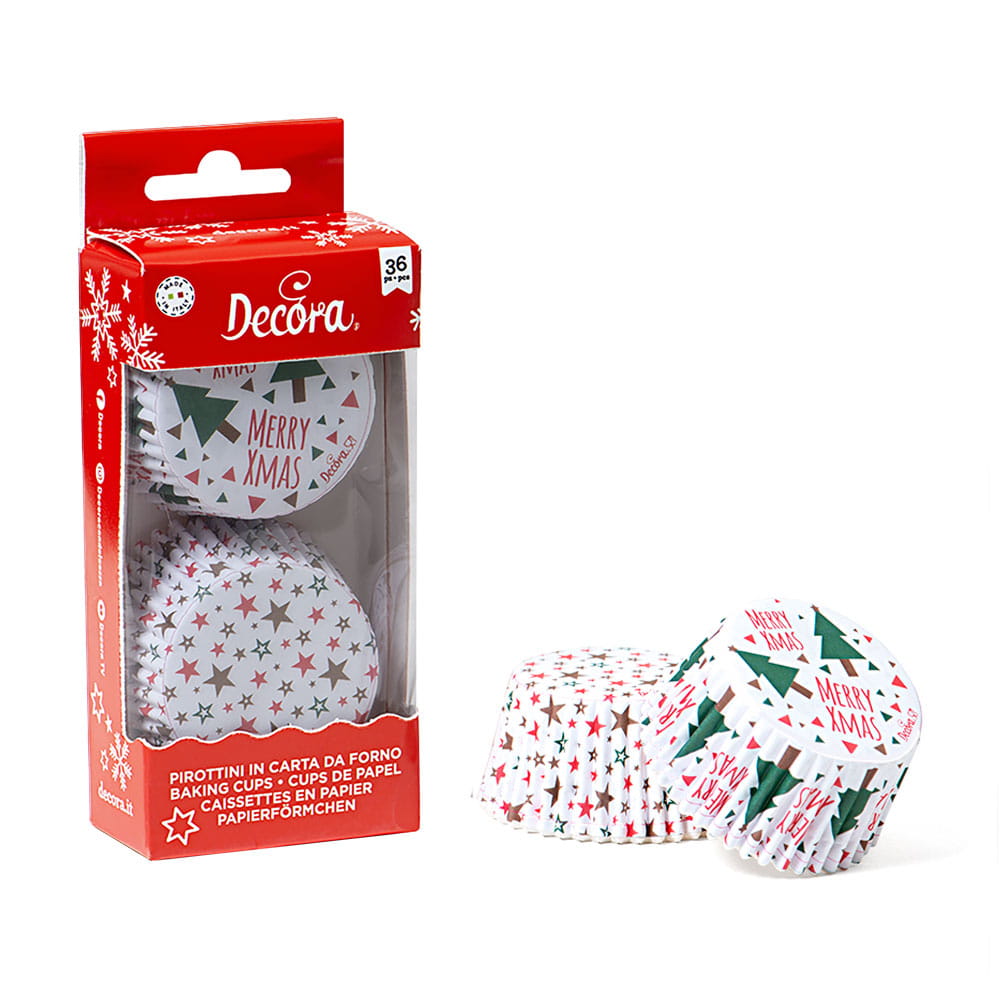 Forme pentru briose, Decora, set 36 buc, design Craciun, 5x7,5cm - eMAG.ro