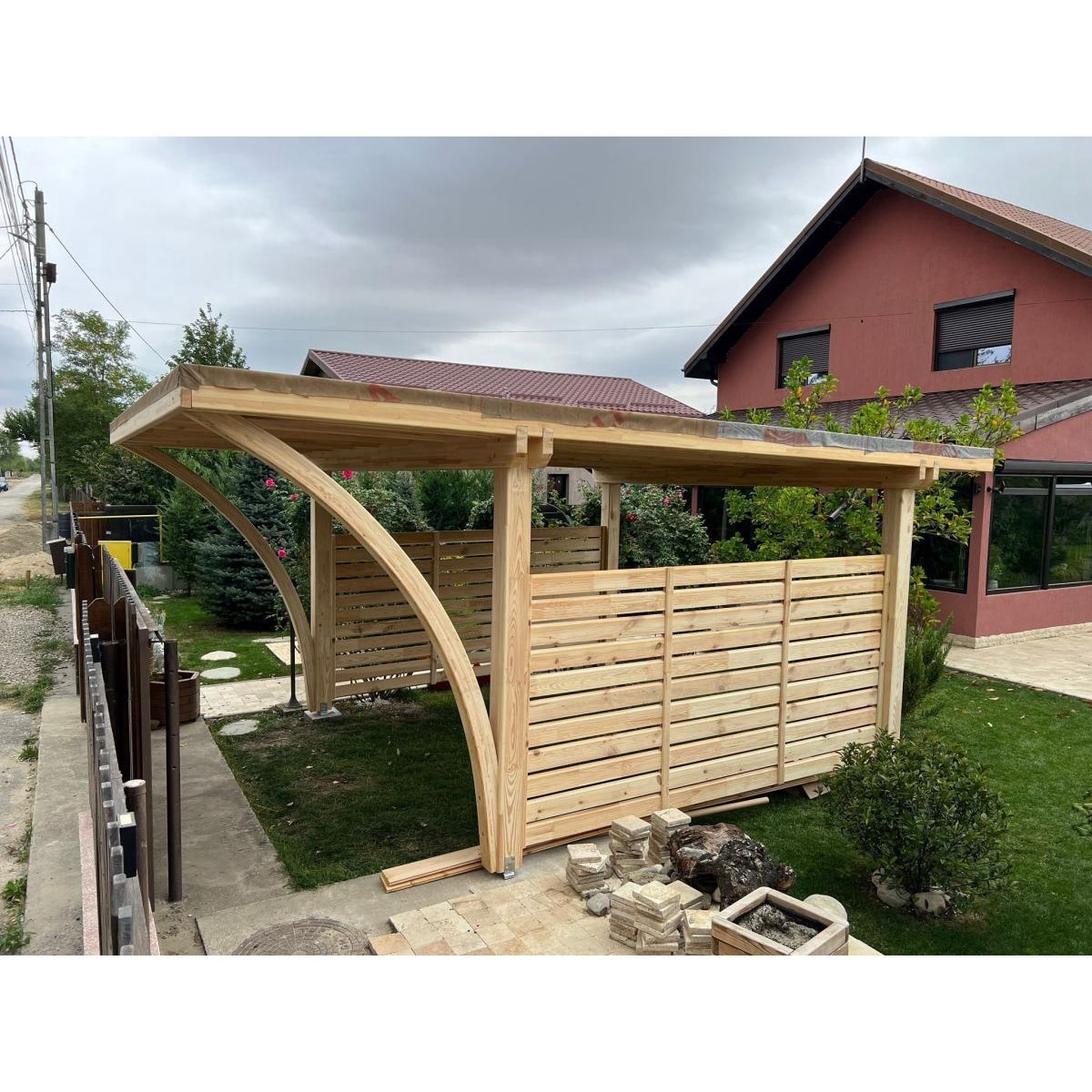 Pergola auto – garaj – carport pin nordic stratificat ADRIA 1 simplu ...