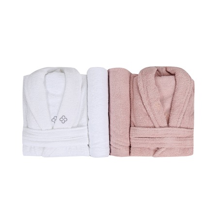 Set de baie Marie Claire Aida, 2 halate si 4 prosoape, 100% bumbac, Roz ...