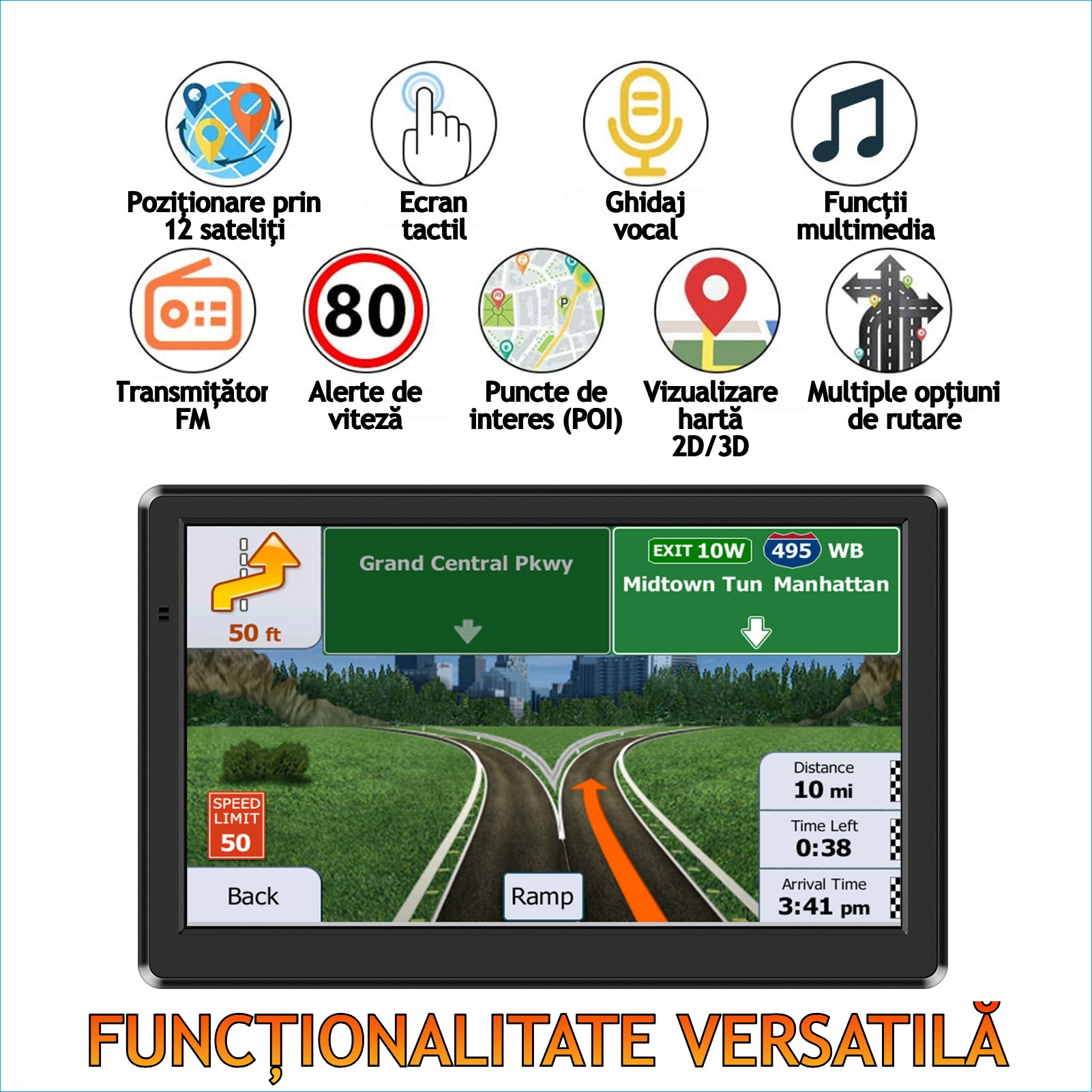 Navigatie Auto GPS Profesionala si Universala Ventlex, Ecran Tactil 7 ...