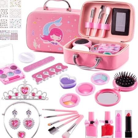 Set de machiaj pentru fetite, 20 piese, lavabil si sigur, jucarie ...