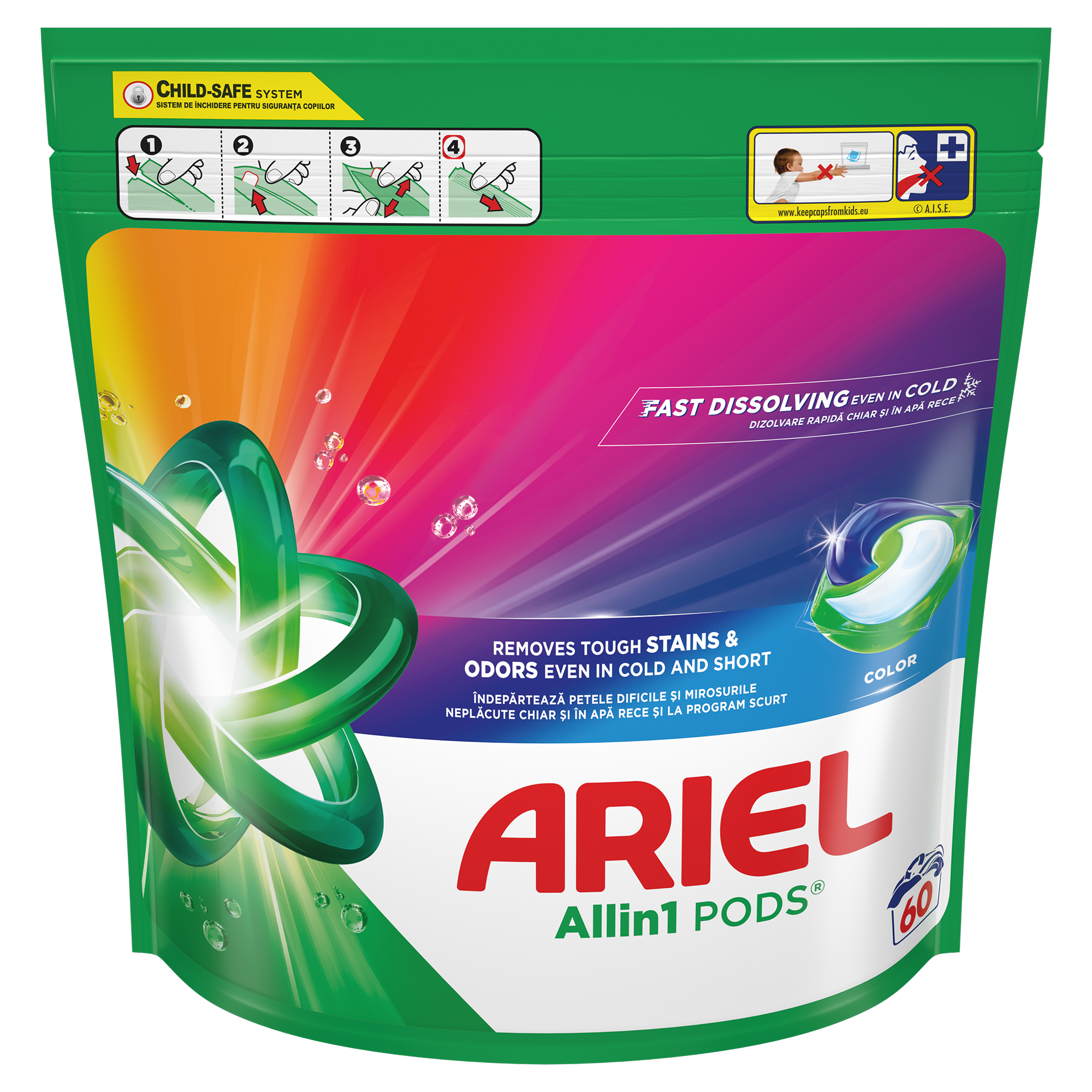 Detergent de rufe capsule Ariel Allin1 PODS Color, 60 Spalari - eMAG.ro