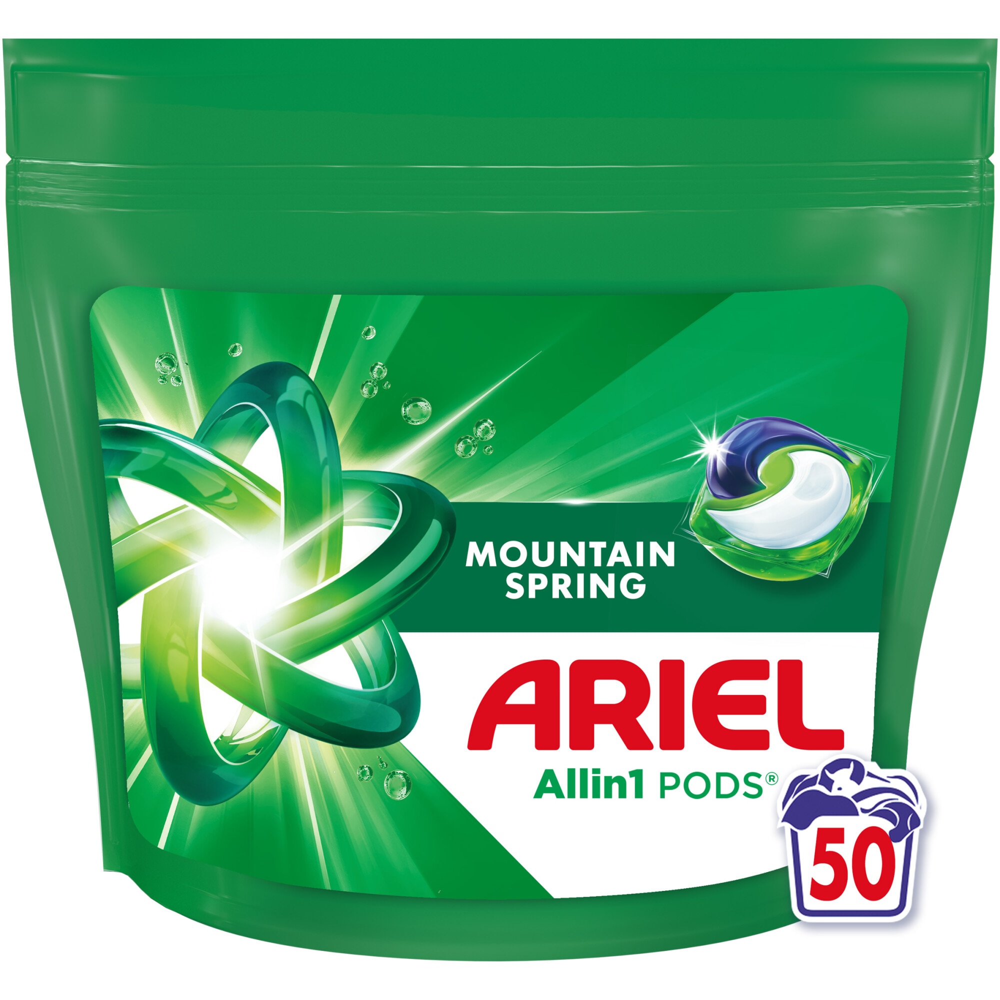 Detergent de rufe capsule Ariel Allin1 PODS Mountain Spring, 50 Spalari - eMAG.ro