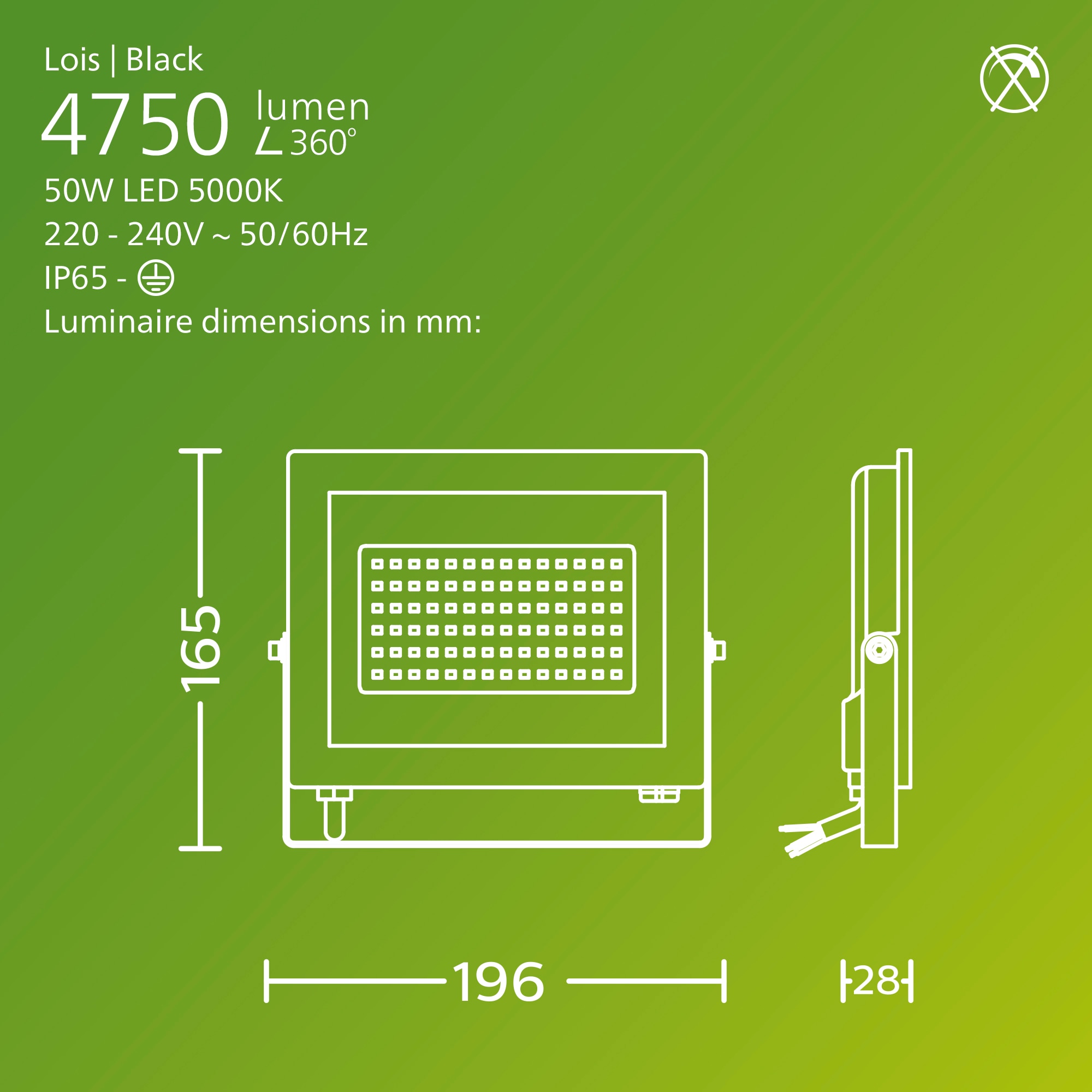 Proiector LED pentru exterior Philips Lois, 50W, 5400 lm, temperatura ...