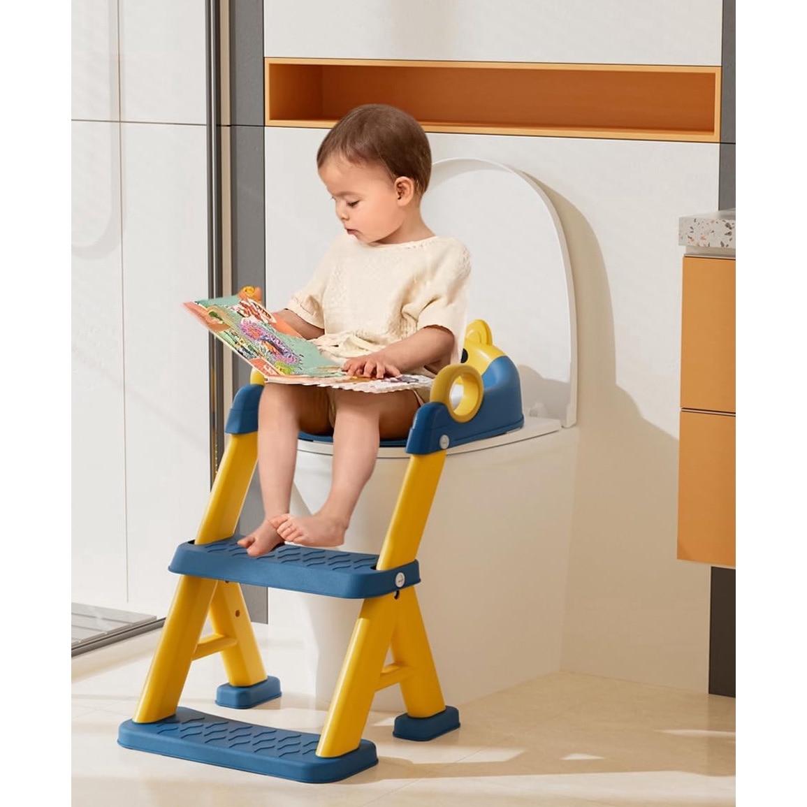 Reductor wc copii cu scarita, Covoras PVC impermeabil, Reglabil ...