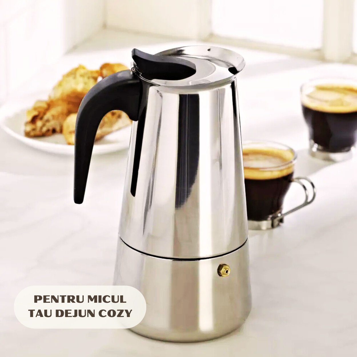 Espressor de cafea pentru aragaz, design italian, otel inoxidabil ...