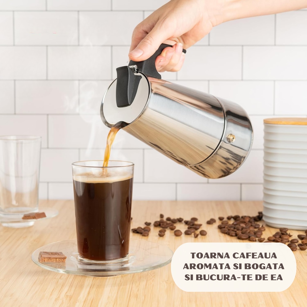 Espressor de Cafea pentru aragaz, design italian, Otel inoxidabil ...