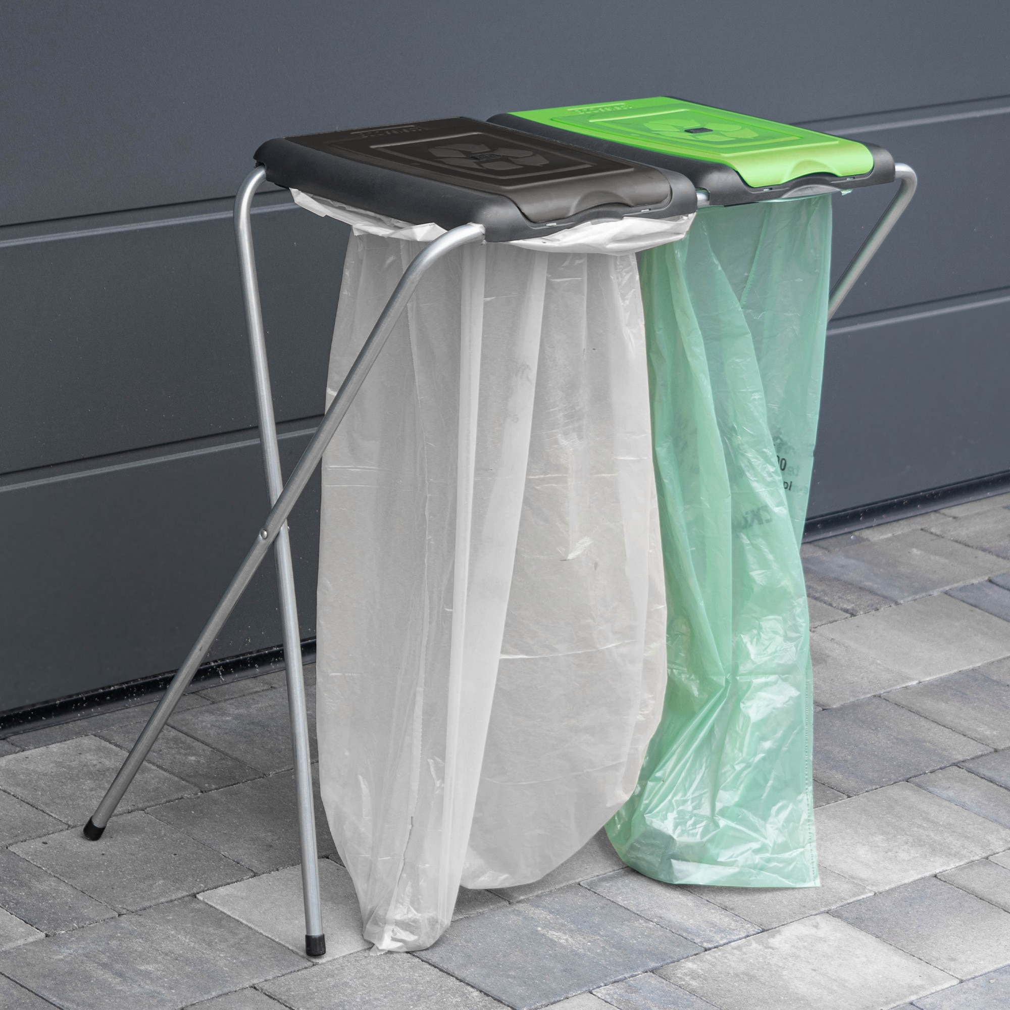 ECOselect újrahasznosító zacskó tartó, 120L, stabil, műanyag és fém ...