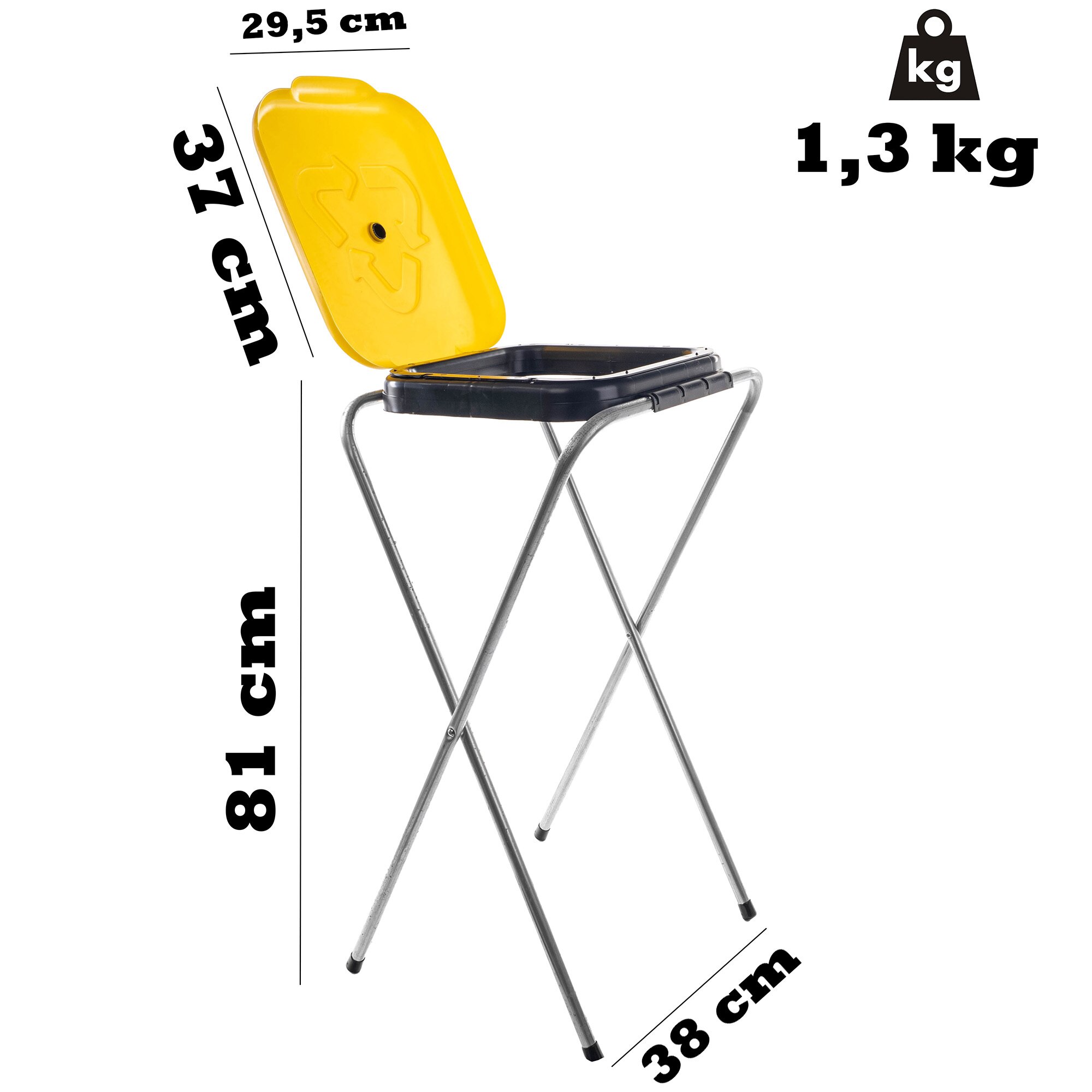 Stand pentru saci de gunoi SORTEX, 120l, metalic, galben - eMAG.ro