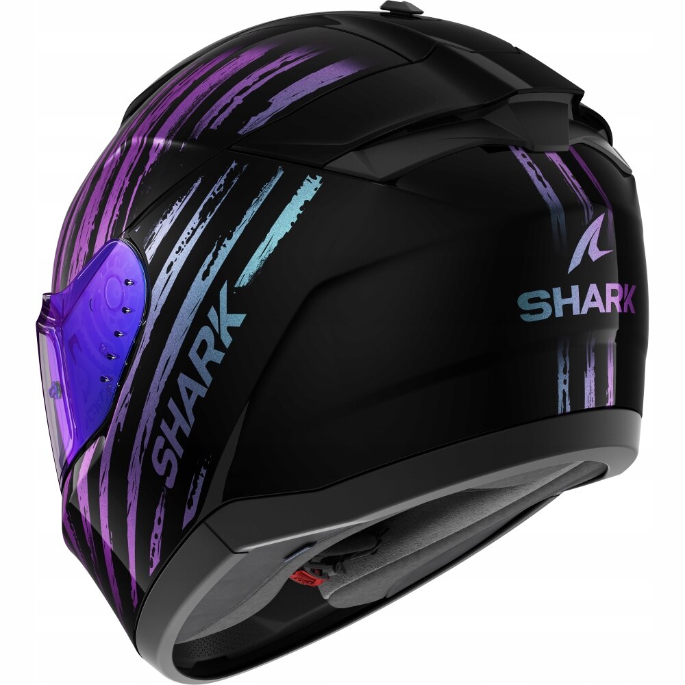 Casca moto SHARK RIDILL 2, neagra/violeta, sistem de prindere ...