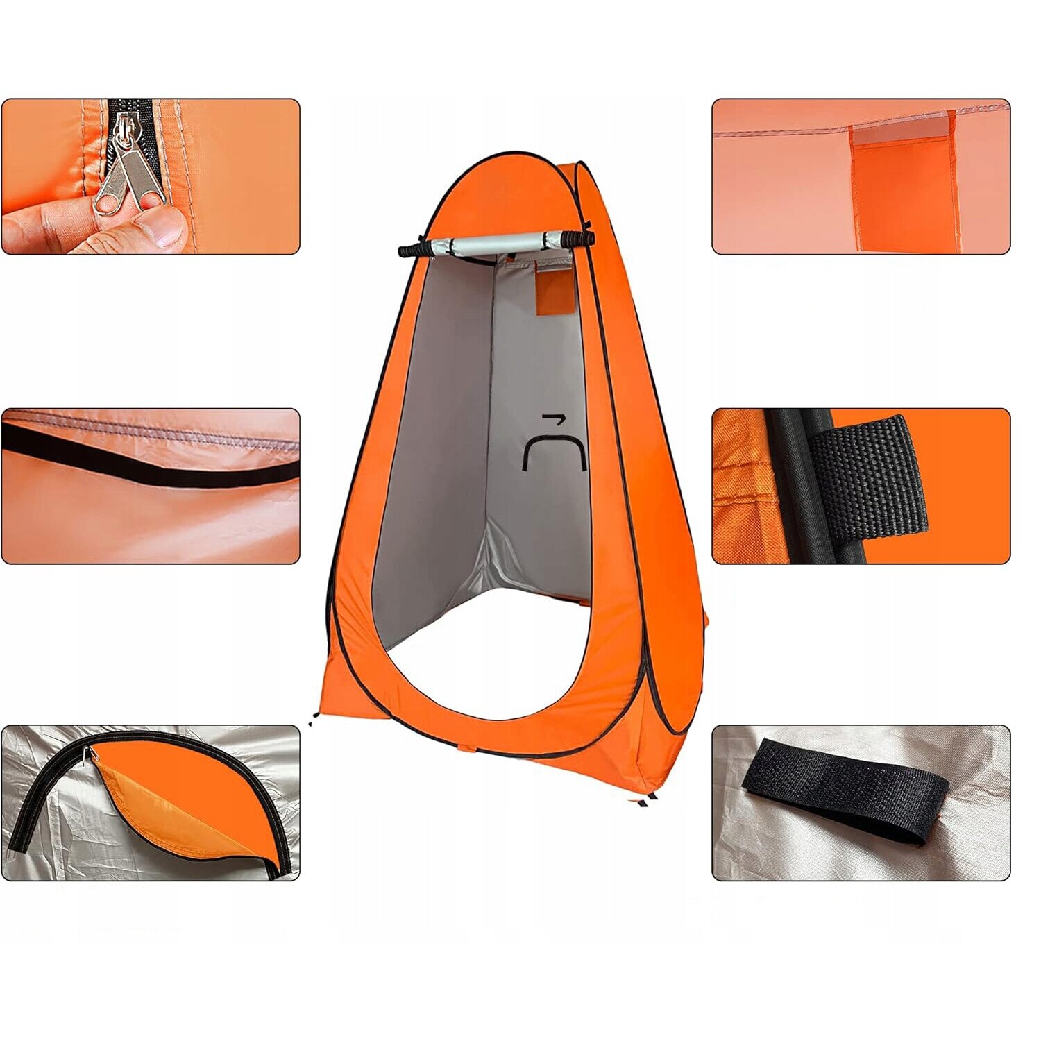 Cort portabil pliabil pentru dus si toaleta, 120x120x190cm, portocalie ...