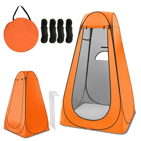 Cort portabil pliabil pentru dus si toaleta, 120x120x190cm, portocalie ...