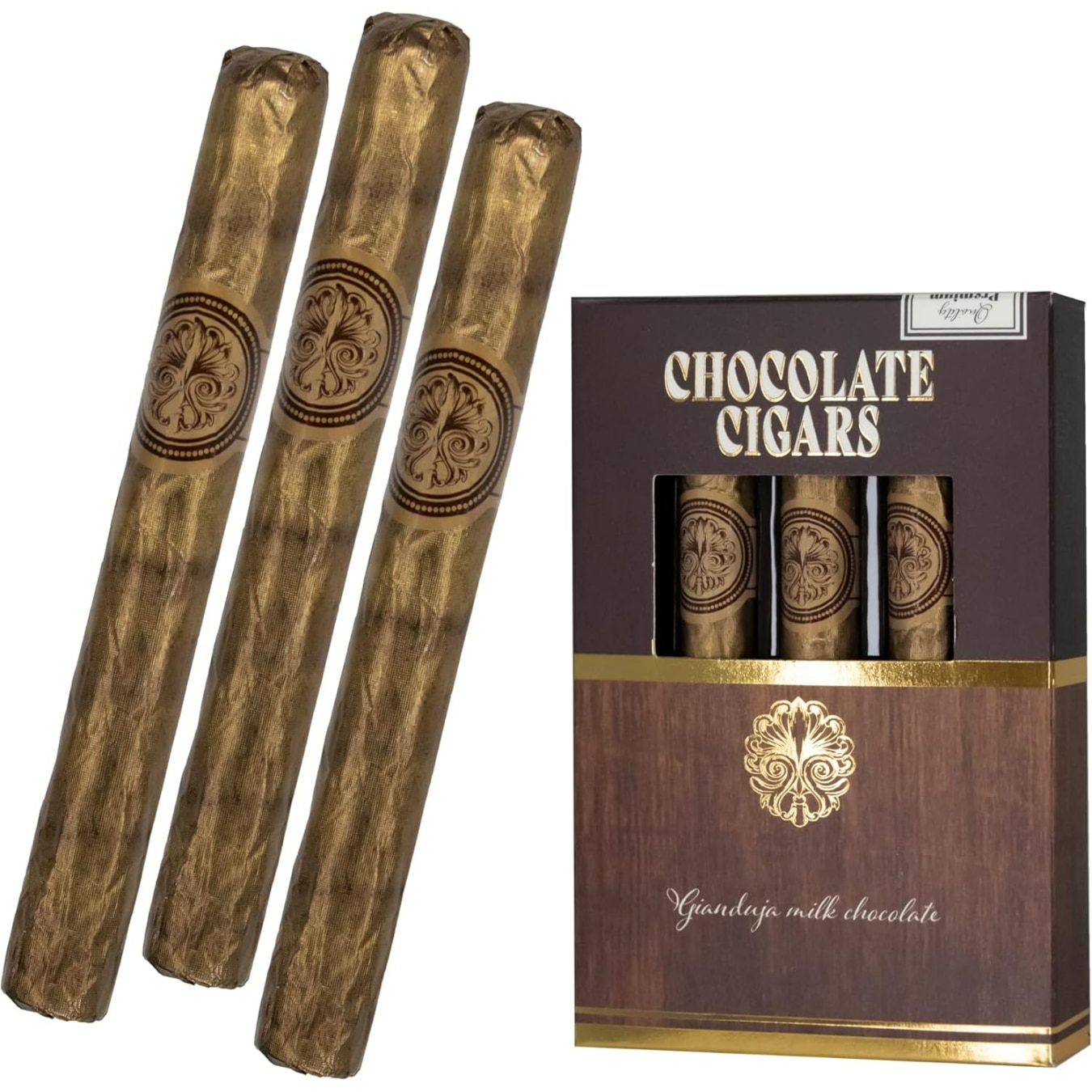 Set cadou, Pahar pentru whiskey, 3 tigari de ciocolata, Sticla, Maro ...