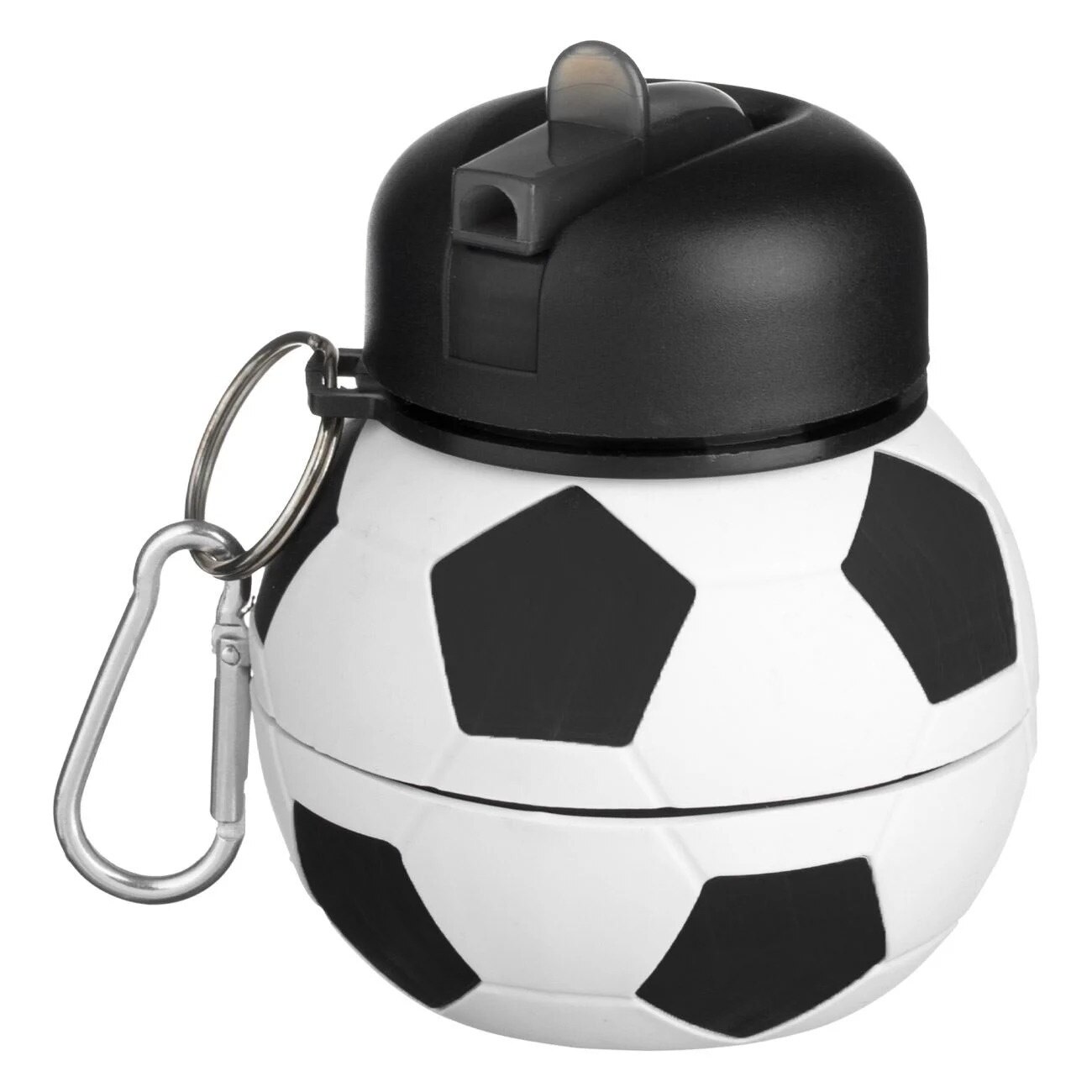 Sticla Apa Pliabila cu Model Minge de Fotbal din Silicon cu Breloc ...
