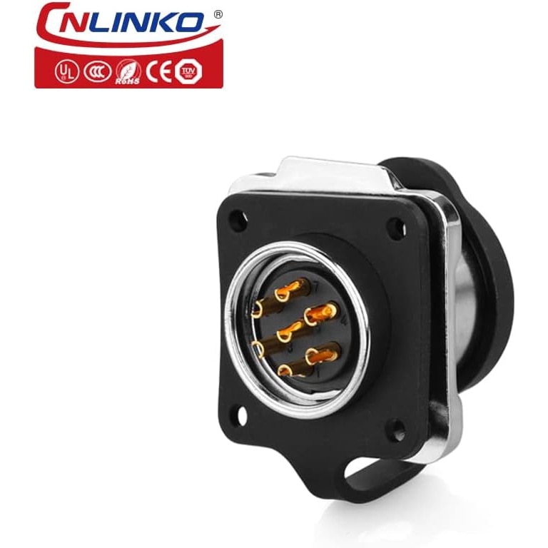 Conector industrial impermeabil, 7 pini, IP68, M16, negru - eMAG.ro