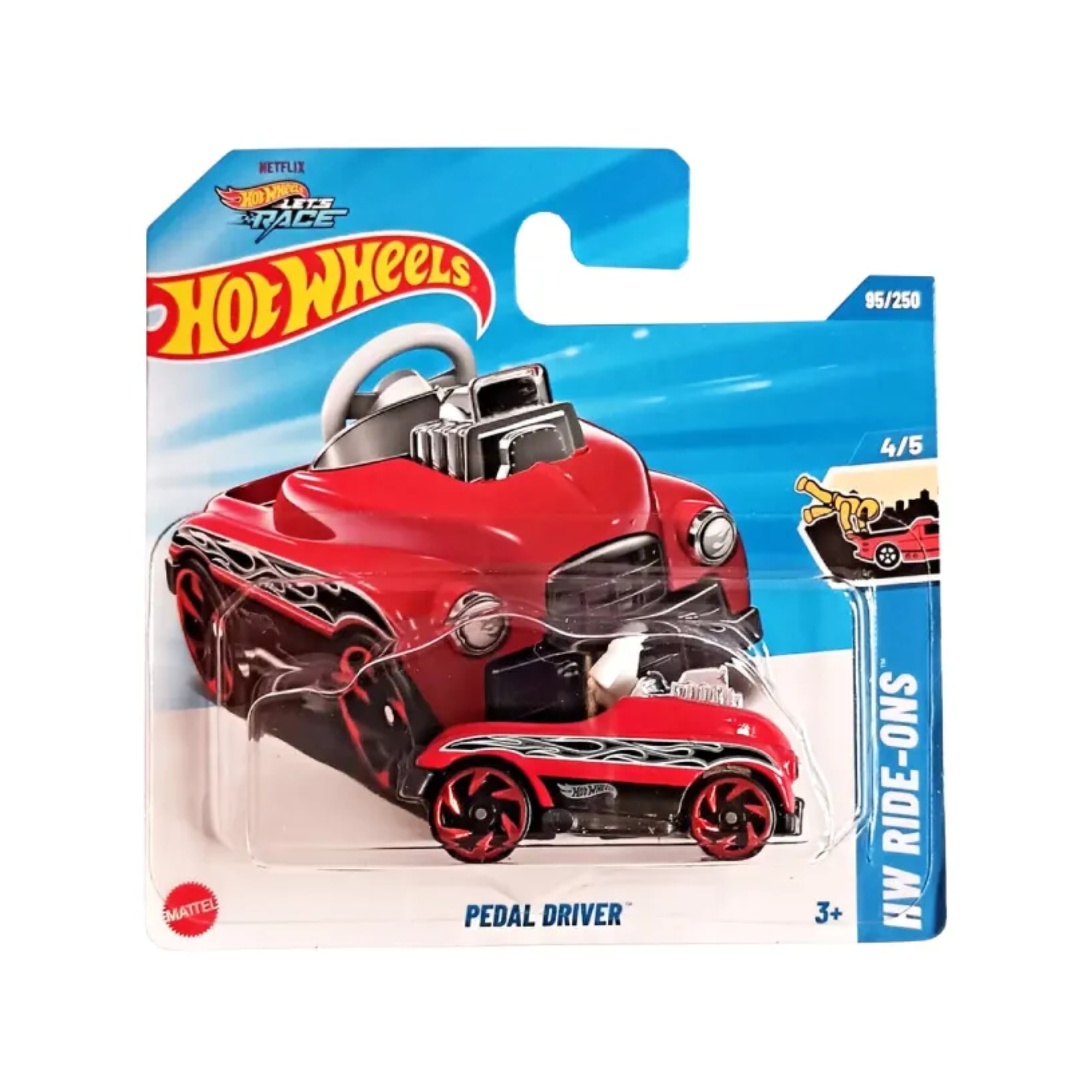 Количка Hot Wheels Pedal Driver - Trasure Hunt, червен, мащаб 1:64 ...