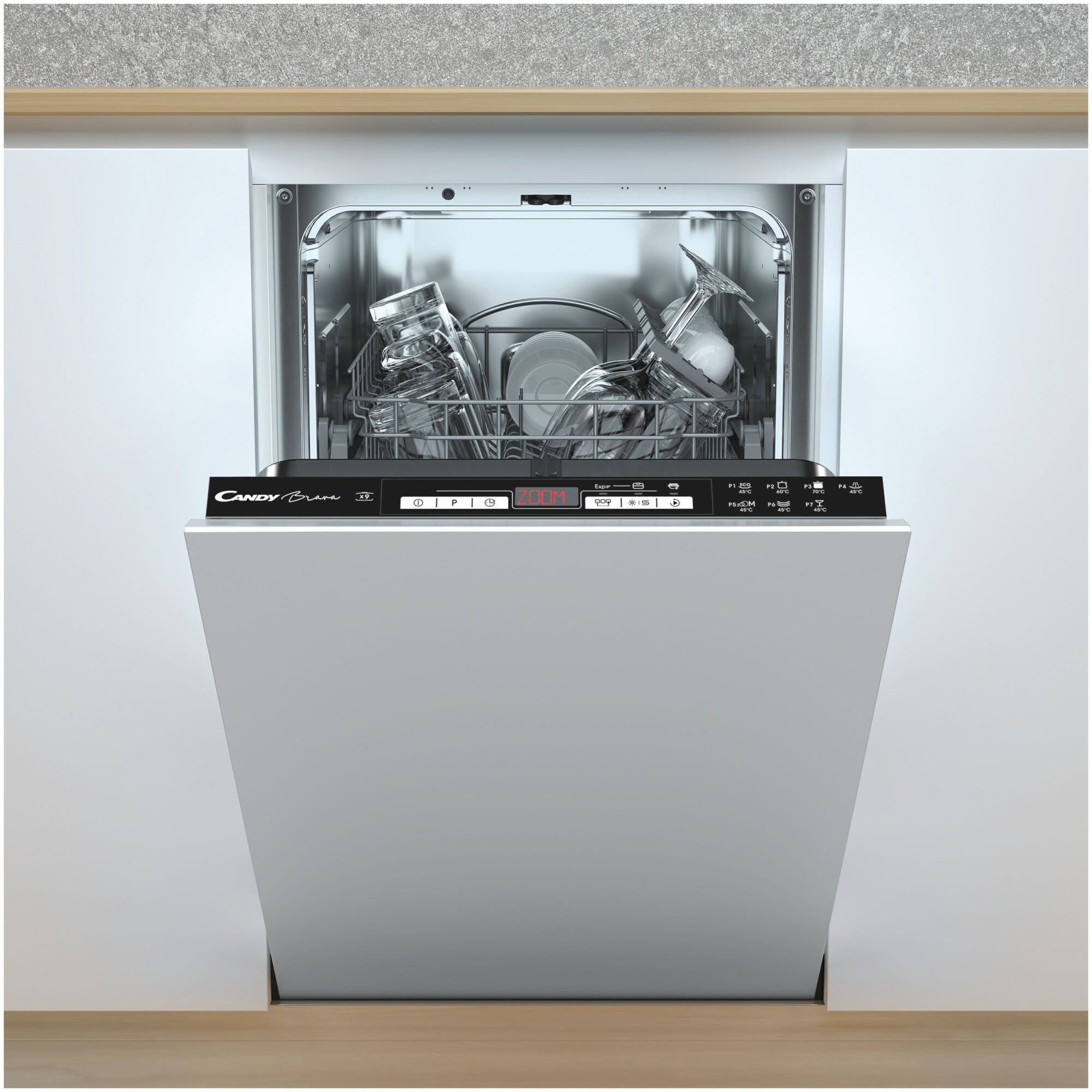 Masina de spalat vase incorporabila Candy Brava CDIH 2D949, 9 seturi, 7 ...